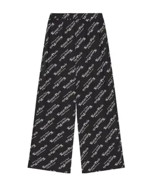Kenzo Verdy Logo-printed Wide Leg Pajama Pants - Black