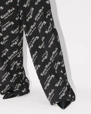 Kenzo Verdy Logo-printed Wide Leg Pajama Pants
