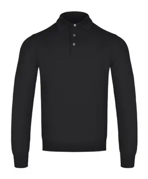Tagliatore Palmer Long-sleeved Knitted Polo Shirt - Black