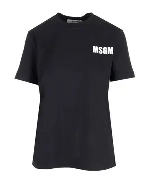 MSGM Logo Printed Crewneck T-shirt - Black