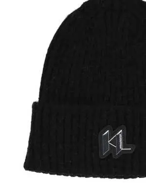 Karl Lagerfeld Logo Ribbed Beanie Hat