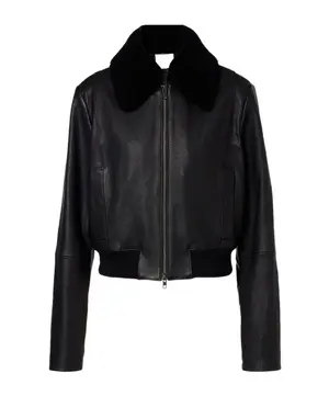 Vince Shearling-trimmed Leather Jacket - Black