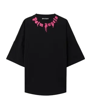 Palm Angels Curved-logo Cotton T-shirt - Black
