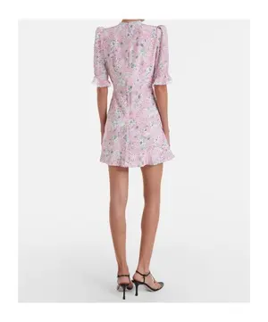 Alessandra Rich Lace-trimmed Floral Silk Minidress
