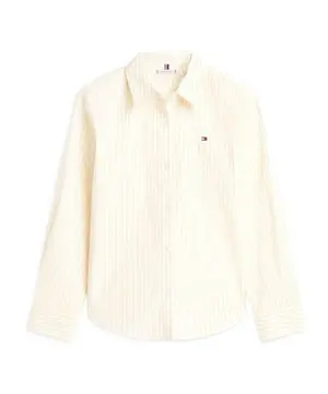 Tommy Hilfiger Long Sleeve Shirt With Embroidered Flag Detail - White