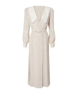 Alessandra Rich Polka Dot Silk Midi Dress - White