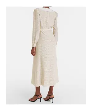Alessandra Rich Polka Dot Silk Midi Dress