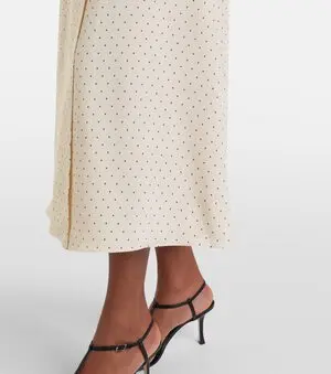 Alessandra Rich Polka Dot Silk Midi Dress