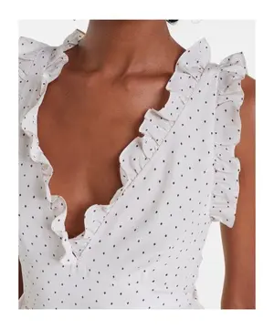 Alessandra Rich Polka-dot Peplum Silk Midi Dress