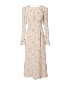 Alessandra Rich Floral Open-back Silk Midi Dress - Nude