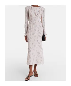 Alessandra Rich Floral Open-back Silk Midi Dress
