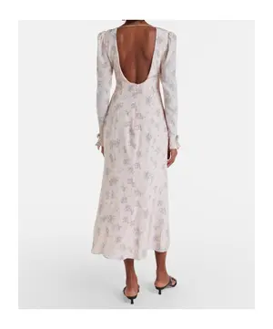 Alessandra Rich Floral Open-back Silk Midi Dress