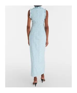 Alessandra Rich Sleeveless Ruffled Bow-detail Silk Maxi Dress - White