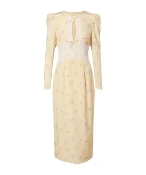 Alessandra Rich Lace-trimmed Floral Silk Midi Dress - Nude