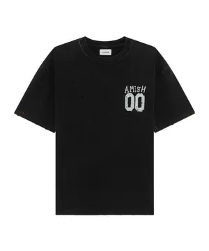 AMISH SUPPLIES Laser Print Distressed T-shirt - Black