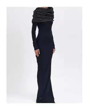 ENTIRE STUDIOS Long Sleeve Maxi Dress With Side Zip And Slit Hem