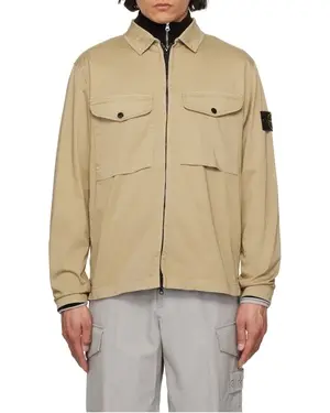 Stone Island Compass Patch Zipped Overshirt