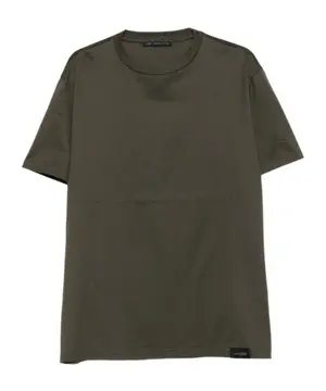 LOW BRAND Logo Patch Crewneck T-shirt - Green
