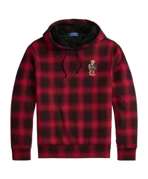 Ralph Lauren Polo Polo Bear Plaid Hoodie - Red