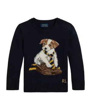 Polo Ralph Lauren Dog Motif Knit Sweater - Black