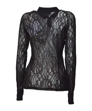 MSGM Floral Stretch Lace Zipped Shirt