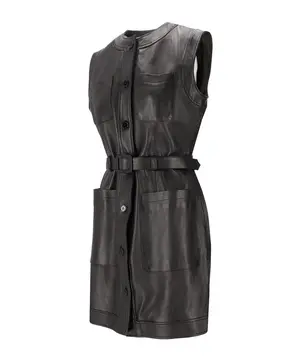 Lela Rose Sleeveless Leather Skirt
