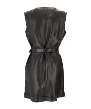 Lela Rose Sleeveless Leather Skirt