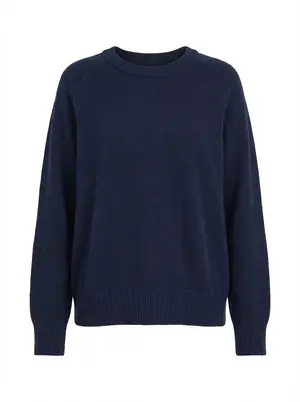 Soft Goat Round-neck Knitted Sweater - Black