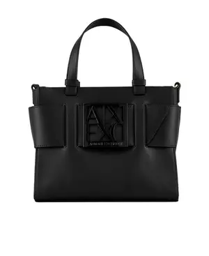 Armani Exchange Logo Structured Tote - Black