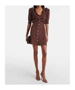 Alessandra Rich Polka-dot Ruffled Silk Minidress