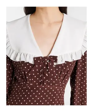 Alessandra Rich Polka-dot Ruffled Silk Midi Dress