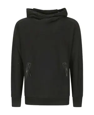 C.P. COMPANY Diagonal Raised Fleece Goggle Hoodie - Black