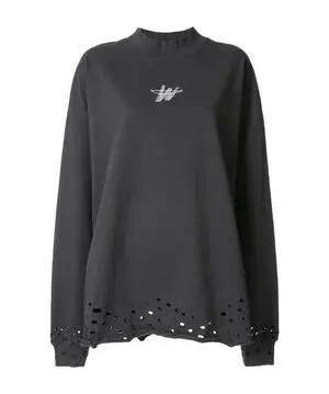 We11Done Distressed-hem Sweatshirt - Black