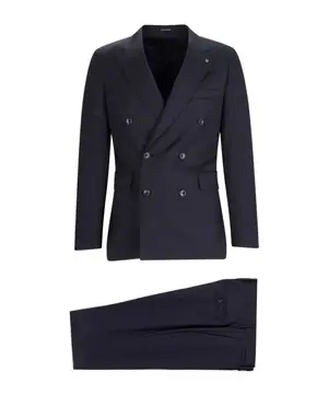 Tagliatore Brooch-detail Double-breasted Suit - Black