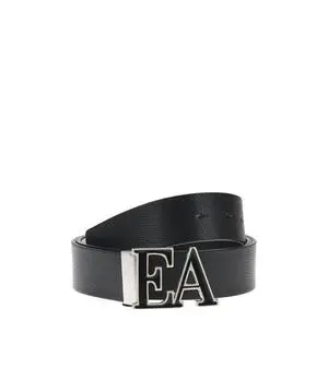 Emporio Armani Sign Belt With Ea Logo Buckle - Black