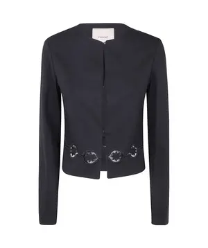 TWINSET Embroidered Cropped Jacket - Black