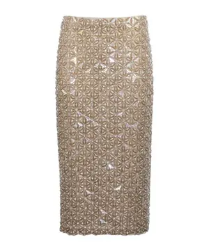 P.a.r.o.s.h Sequin Floral Midi Skirt - Nude