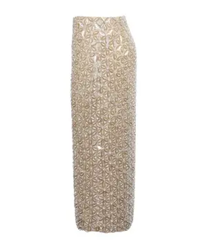 P.a.r.o.s.h Sequin Floral Midi Skirt - Nude