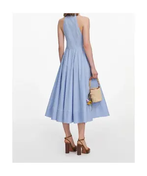 SELF-PORTRAIT Striped Cotton Midi Dress