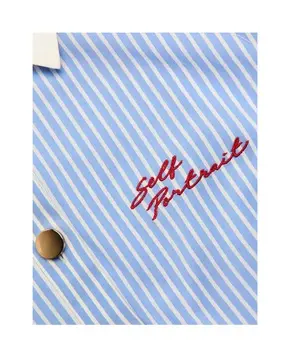 SELF-PORTRAIT Striped Cotton Midi Dress