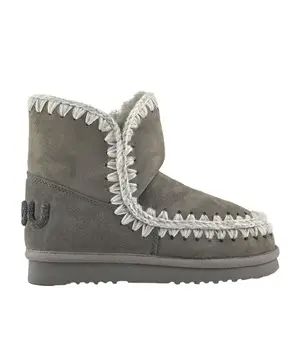 Mou Crochet-detail Sheepskin Boots - Gray