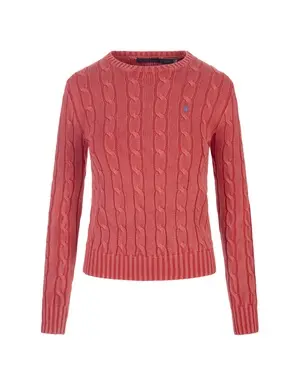 Polo Ralph Lauren Pony Embroidered Cable-knit Jumper - Red