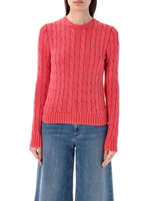 Polo Ralph Lauren Embroidered Cable-knit Jumper - Red