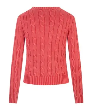 Polo Ralph Lauren Embroidered Cable-knit Jumper - Red