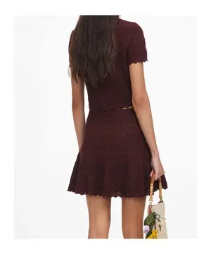 SELF-PORTRAIT Scalloped Hem Flared Mini Skirt