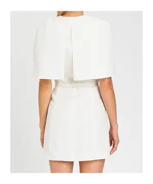 TWINSET Belted Cape Mini Dress - White