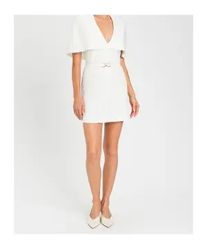 TWINSET Belted Cape Mini Dress - White