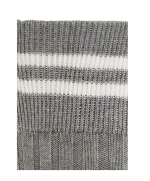 Eleventy Ribbed Knit Crew Socks With Three Stripes
