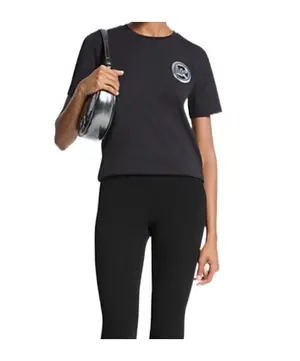 Michael Kors Cotton Jersey T-shirt With Logo Embellishment - Black