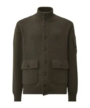 C.P. COMPANY Lens Detailed Turtleneck Cardigan - Shadow-gray